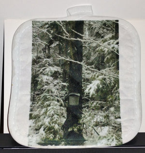Sugar Season Potholder ,Sap Bucket on actree